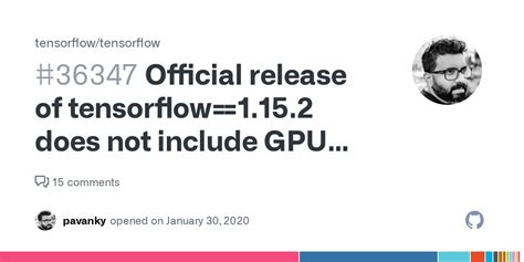Official Release Of Tensorflow 1 15 2 Does Not Include GPU Support