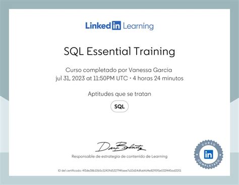 vanessa garcia on linkedin certificate of completion