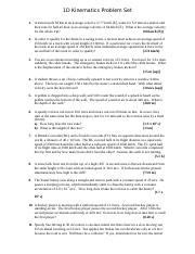 01 1D Kinematics Problem Set 1 Doc 1D Kinematics Problem Set 1 A Train Travels 58 Km At An