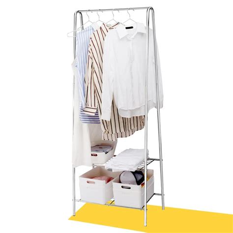 Susunnus Small Clothes Rack With Shelves Stainless Steel Narrow Garment
