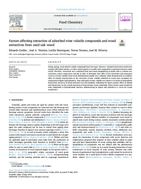 Pdf Factors Affecting Extraction Of Adsorbed Wine Volatile Compounds And Wood Extractives From