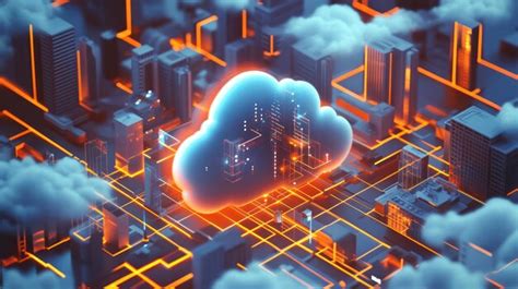 Cloud Computing Network Cityscape Premium Ai Generated Image