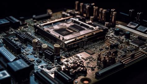 Complex Circuit Board Shows Progress In Technology Generated By Ai Stock Illustration