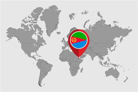 Premium Vector Pin Map With Eritrea Flag On World Map Vector Illustration