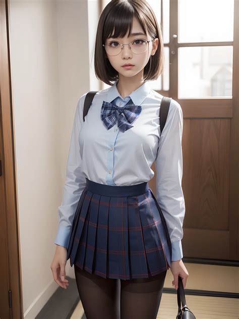 여성이 치마와 셔츠를 입고 있는 근접 촬영 Seaart Ai