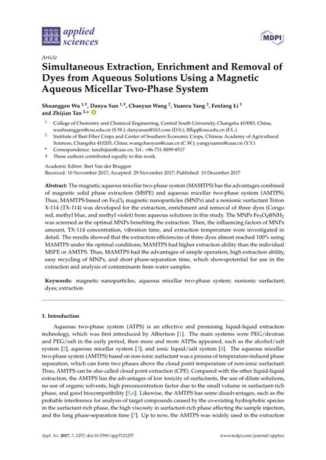 pdf simultaneous extraction enrichment and removal of dyes from