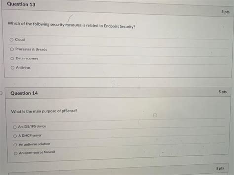 Solved Question 13 5 Pts Which Of The Following Security