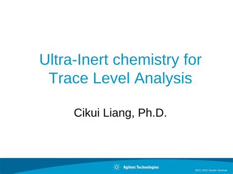 Pdf Ultra Inert Chemistry For Trace Level Analysis Agilent · Pdf