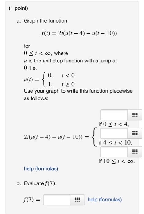 Solved 1 Point A Graph The Function F T Chegg Com