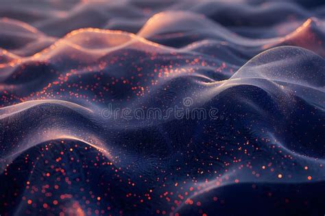 Abstract Digital Waves With Glowing Particles Modern Technology Background Design For Posters