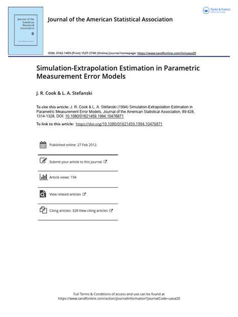 Simulation Extrapolation Estimation Measurement Error Models Pdf