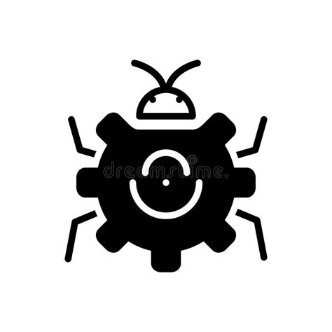 Black Solid Icon For Bug Fixing Technology And Virus Stock Vector