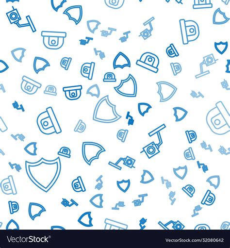 Set Line Shield Security Camera And Motion Sensor Vector Image