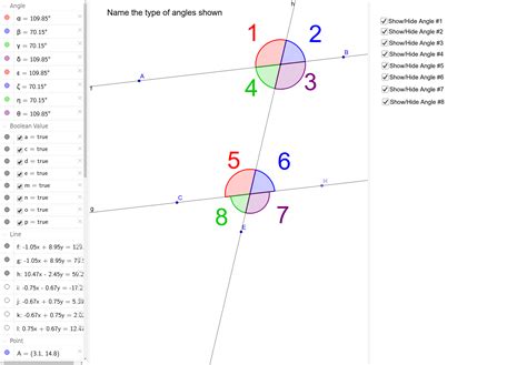 Two Parallel Lines Cut By A Transversal Geogebra