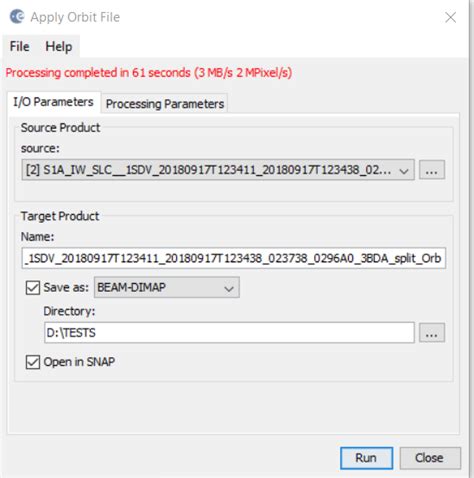 Apply Orbit File Error In S1 Tops Coregistration Microwave Toolbox