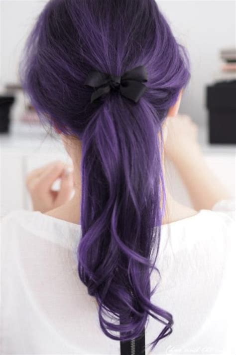 Spunky Youthful Low Purple Ponytail For Long Hair Hairstyles Weekly