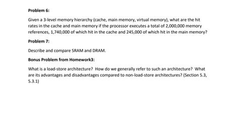 Solved Problem Given A Level Memory Hierarchy Cache Chegg