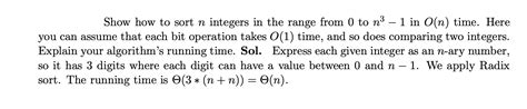 Solved Show How To Sort N Integers In The Range From 0 To N3