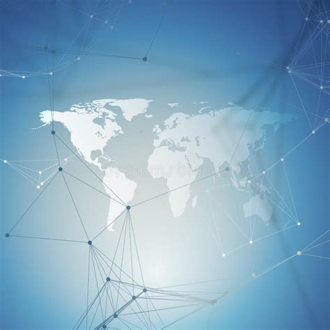 Abstract Futuristic Background With Connecting Lines And Dots Polygonal Linear Texture World