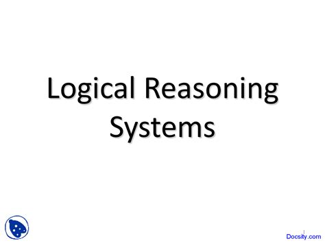 Logical Reasoning Systems Embedded Intelligent Robotics Lecture