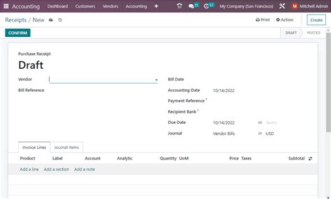 How To Activate And Create Purchase Receipts In Odoo 16 Accounting