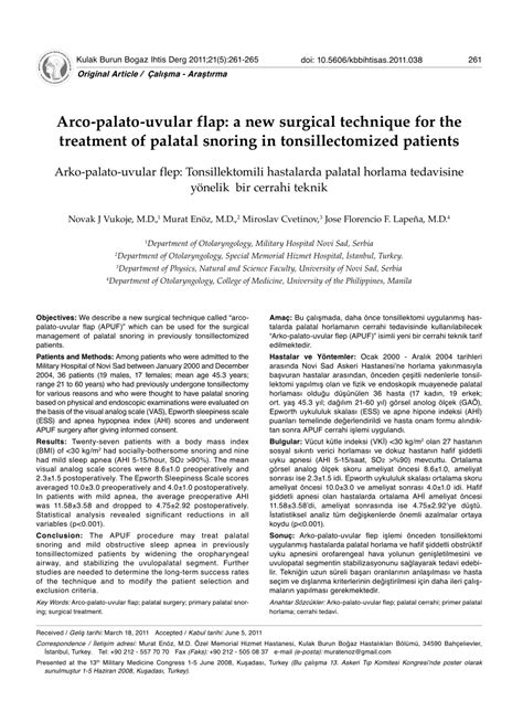 Pdf Arco Palato Uvular Flap A New Surgical Technique For The Treatment Of Palatal Snoring In Pdf Arco Palato Uvular Flap A New Surgical Technique For The Treatment Of Palatal Snoring In