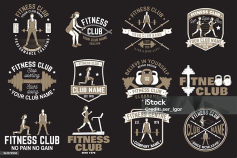 피트 니스 클럽 배지입니다 벡터입니다 휘트니스 센터 엠 블 럼 체육관 표지판 등 건강한 생활방식에 대한 스톡 벡터 아트 및 기타 이미지 건강한 생활방식 교차 훈련법