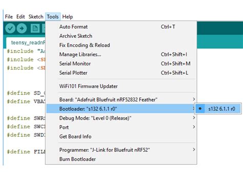 updating the bootloader bluefruit nrf52 feather learning guide