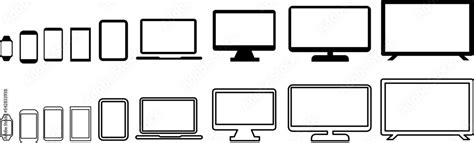 Technology Line Devices Icon Settv Monitor Computer Laptop Tablet Smartphone Watch Icons