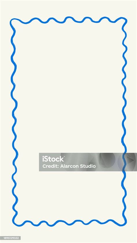 소셜 네트워크에 대한 파도가 있는 파란색 프레임 출판물 이야기 초대장 메뉴 편지지 엽서 디자인 배경 흰색 배경의 미니멀리스트 프레임 템플릿 0명에 대한 스톡 벡터 아트 및