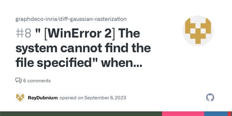 WinError The System Cannot Find The File Specified When Building Issue Graphdeco