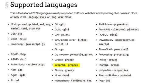 bug of syntax highlighting for graphql language in source code and live