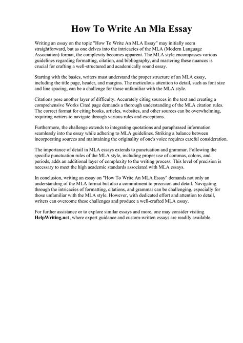 How To Write An Mla Essay Mla Essay Examples EMILYJTUMER PDF