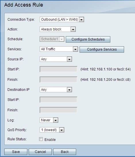 Configuration Of Access Rules On The Cvr100w Vpn Router Cisco