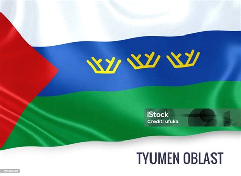 러시아 국가 튜멘 주 플래그 격리 된 흰색 바탕에 흔들며 주 이름 깃발 아래 포함 되어 있습니다 3d 렌더링입니다 0명에 대한 스톡 사진 및 기타 이미지 Istock