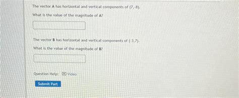 Solved The Vector A Has Horizontal And Vertical Components Chegg