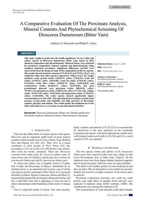 Pdf A Comparative Evaluation Of The Proximate Analysis Mineral