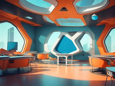 Premium Ai Image Abstract Futuristic School Classroom