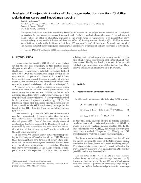Pdf Analysis Of Damjanović Kinetics Of The Oxygen Reduction Reaction