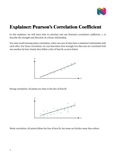 Lesson Pearsons Correlation Coefficient Nagwa