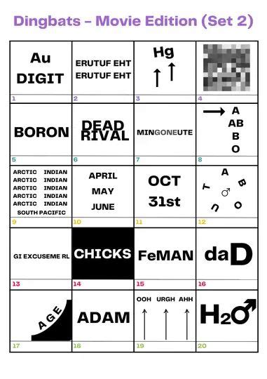 Film Dingbat Puzzles With Answers Currentyear Word Brain Teasers Elementary Computer Lab