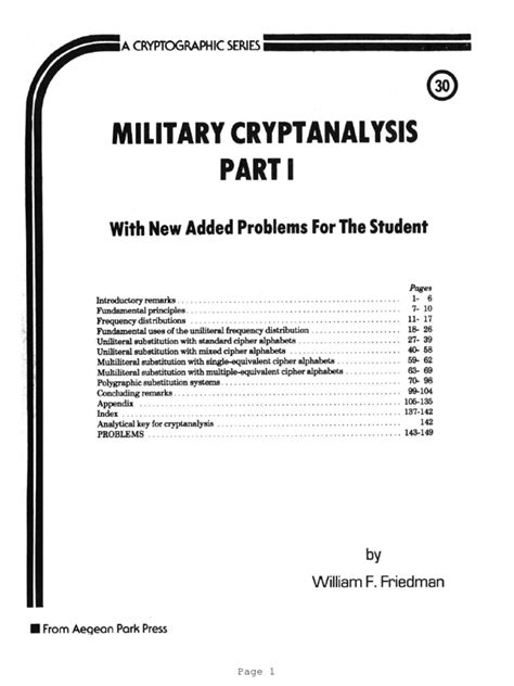 Military Crypt Analysis By Sreekanth Chaladi Pdf Cryptanalysis Cryptography