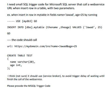 Solved I Need Small SQL Trigger Code For Microsoft SQL Chegg Com