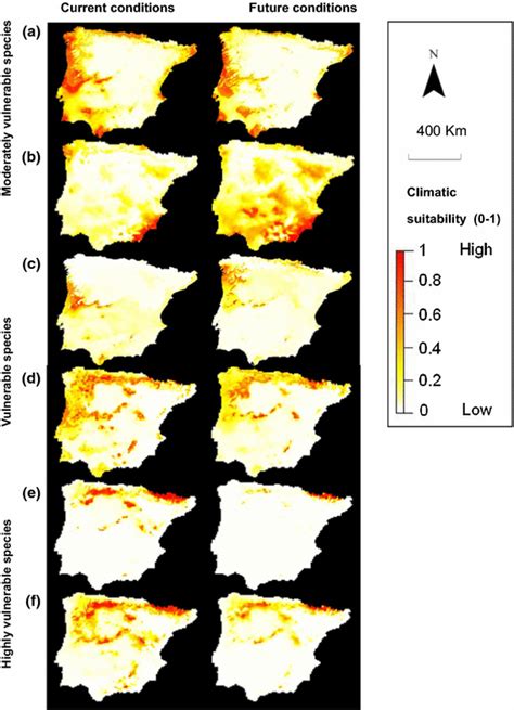 Climatic Suitability Maps Moderately Vulnerable Species Acladonia