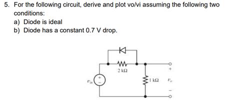Solved 5 For The Following Circuit Derive And Plot Vovi