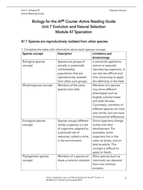 Module 47 Reading Guide Key Pdf Pdf Species Evolution