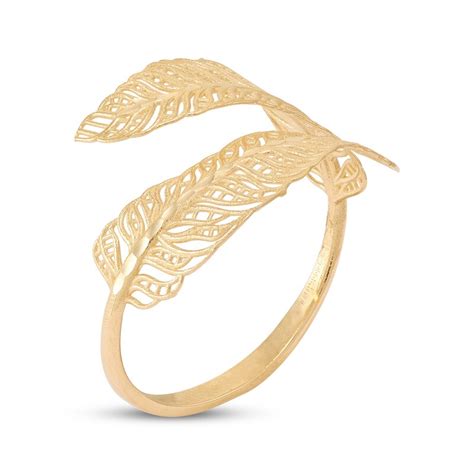 Leaf Bypass Ring 10k Yellow Gold Kay Outlet