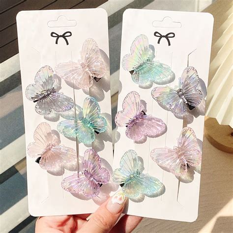 인어 색상 요정 나비 수제 머리핀 여자 바레트 머리 클립 패션 헤어 액세서리 개 세트 AliExpress