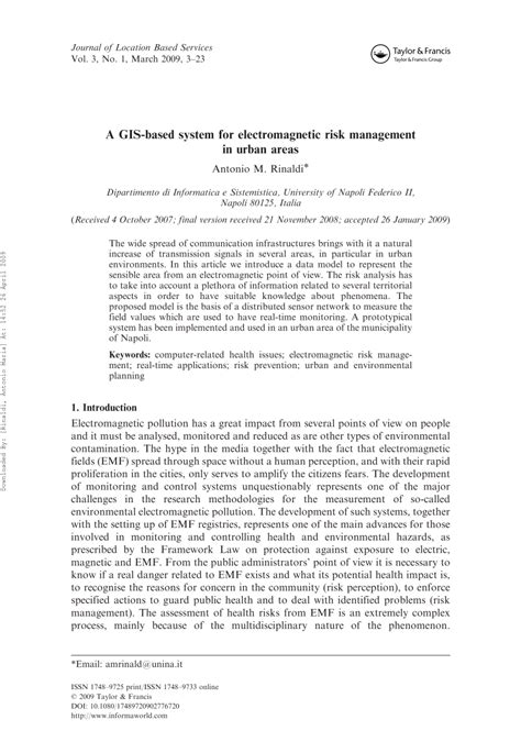 Pdf A Gis Based System For Electromagnetic Risk Management In Urban Areas