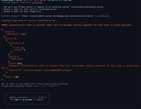 Unable To Run Prisma Deploy On Heroku Hosted Prisma Server · Issue 2896 · Prismaprisma1 · Github